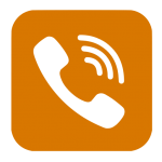 Ícone laranja de chamada e chamada telefônica