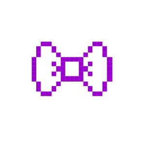 Cute bow icon in purple pixels