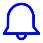 Blue notification bell icon (png symbol)