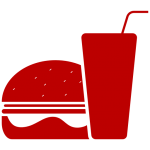Red hamburger food icon (png symbol)