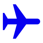 Blue airplane icon (png symbol)