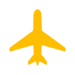 Yellow airplane and travel symbol (png icon)