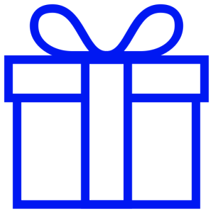 Icône de cadeau avec arc (symbole png) bleu