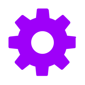 Services, settings and gear icon (png symbol) purple