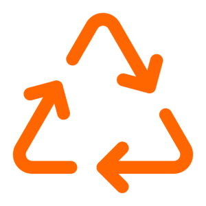 Recycling arrows icon (png symbol) orange