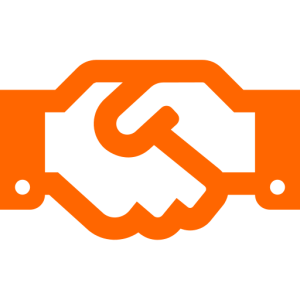 Orange handshake icon (png symbol)