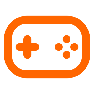 Games and video games icon (png symbol) orange
