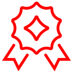 Quality seal icon (png symbol) red