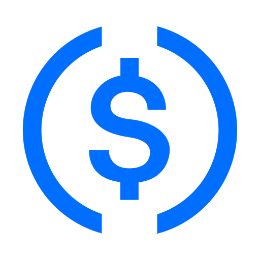 Ícone do USDC azul (Símbolo e Logo da Criptomoeda em png)