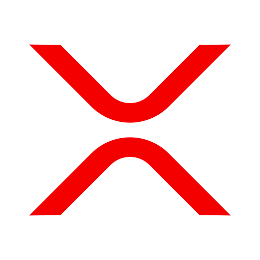 Red XRP icon (Ripple cryptocurrency logo and symbol)
